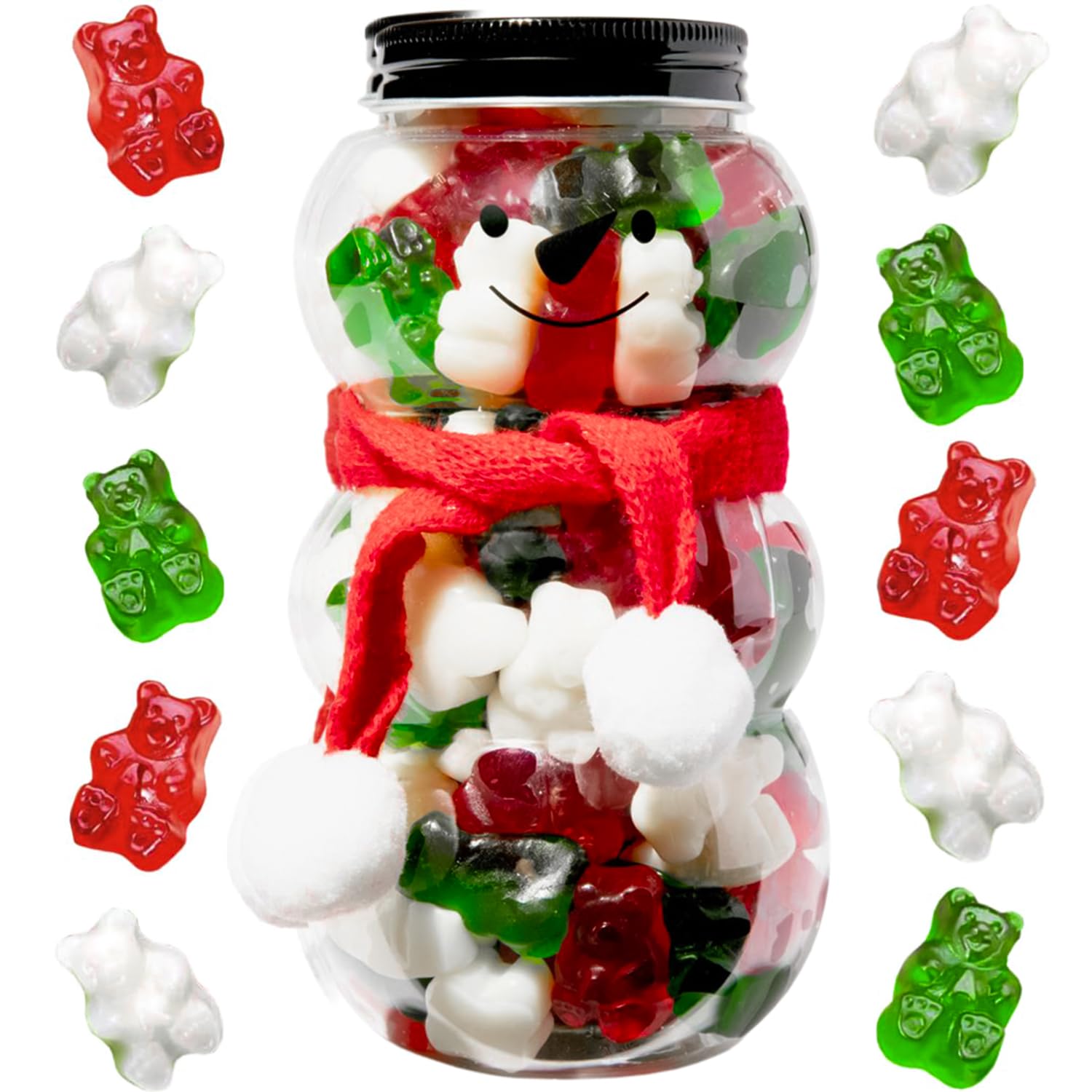 Christmas Gummy Bears in Snowman Jar With Red Scarf – Purple Plum NY