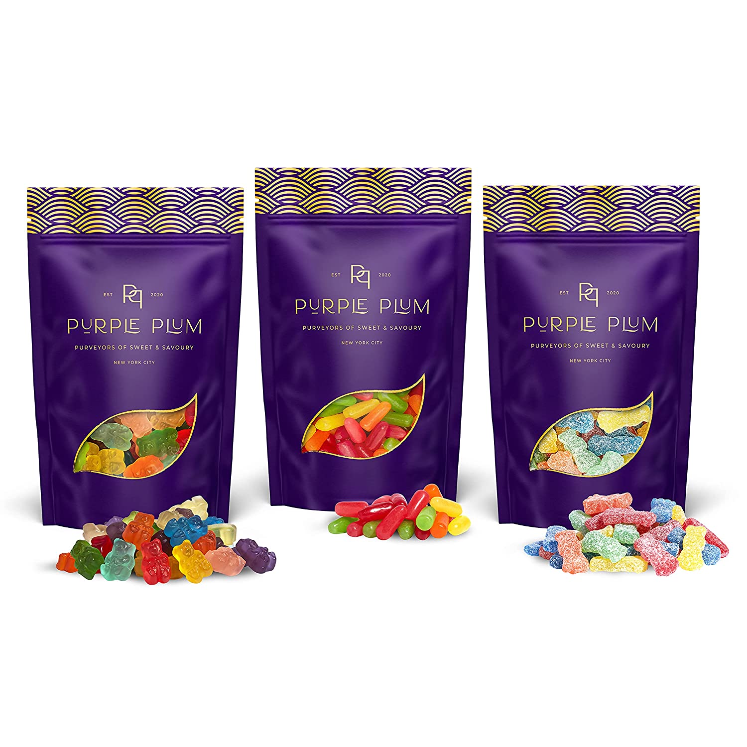 Pouch Gift Sets - Chocolates, Gummies & Almonds – Purple Plum NY