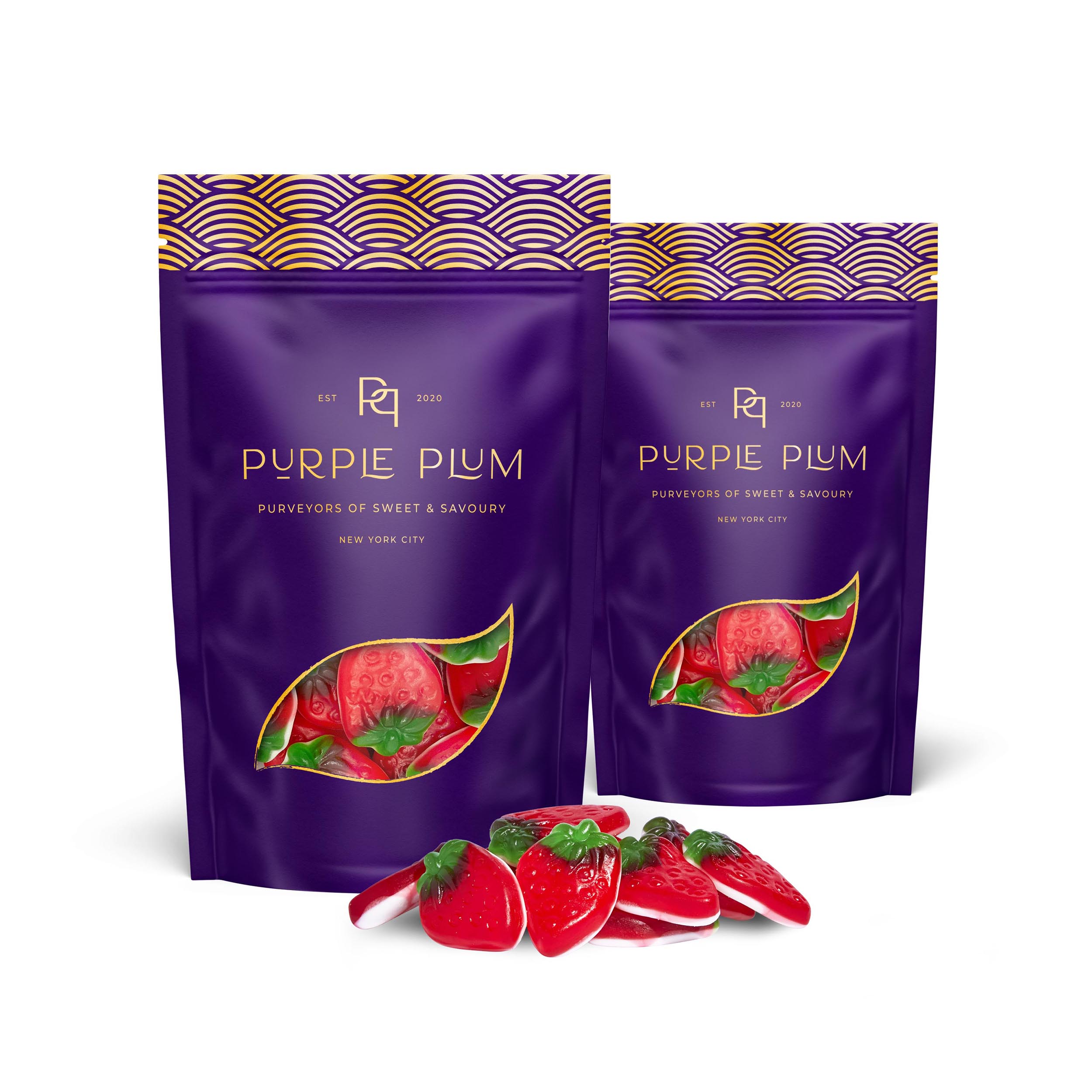 Strawberry Gummies 2 Pack Gift Set Pouches – Purple Plum NY