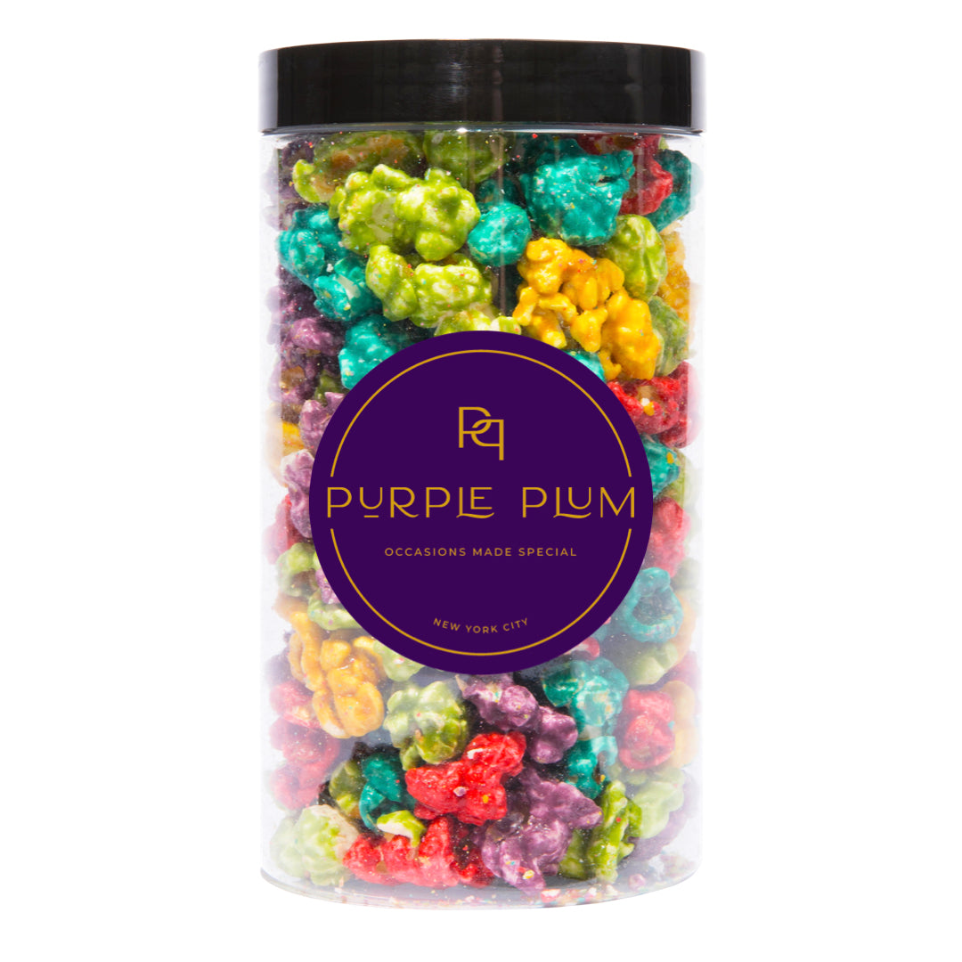 Fruity Popcorn Party Container - Banana, Cherry, Grape & Apple – Purple ...